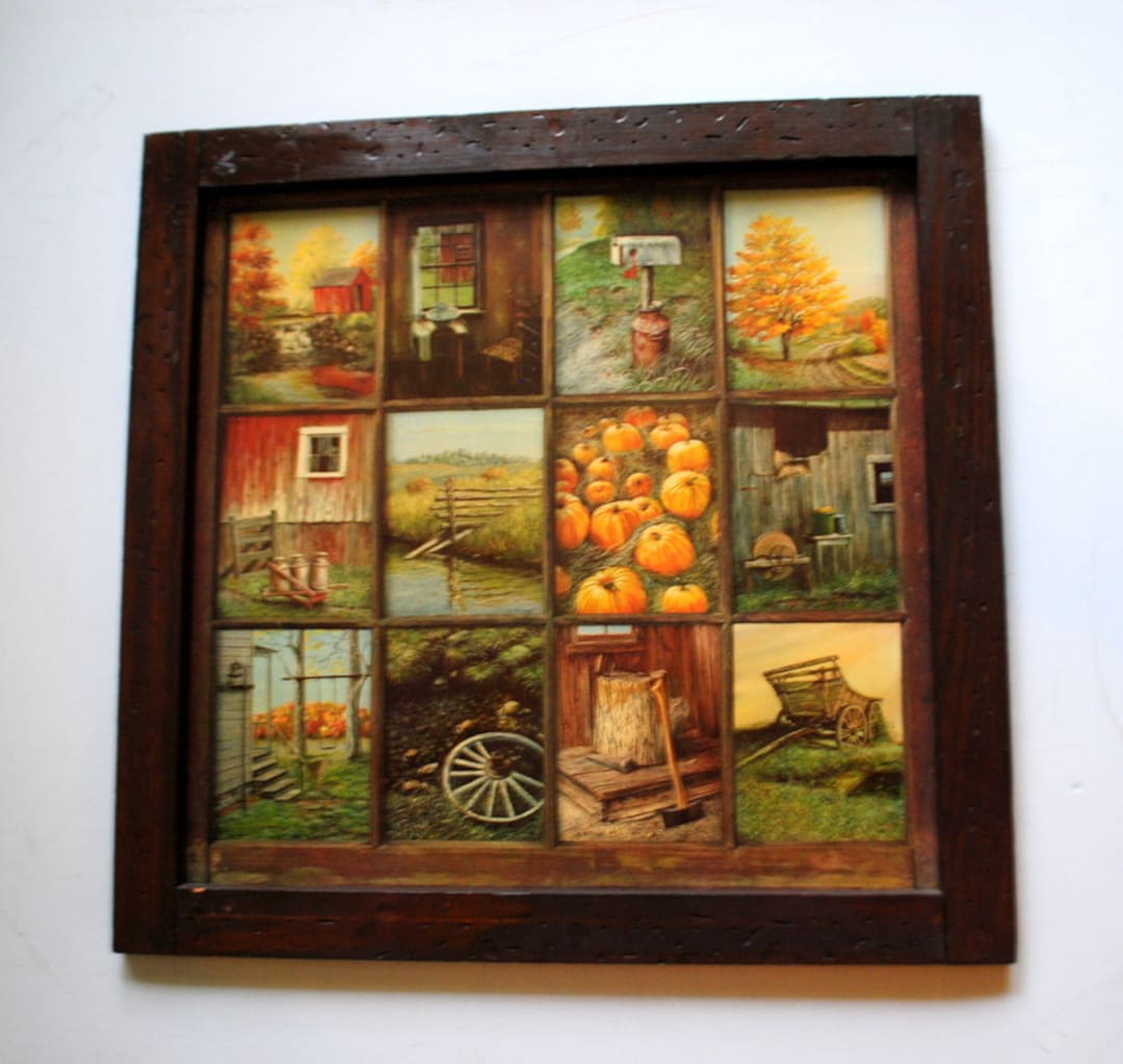 Nostalgic Fall Vintage 1960s, Home Interior, 12 Rustic Window Panel ...