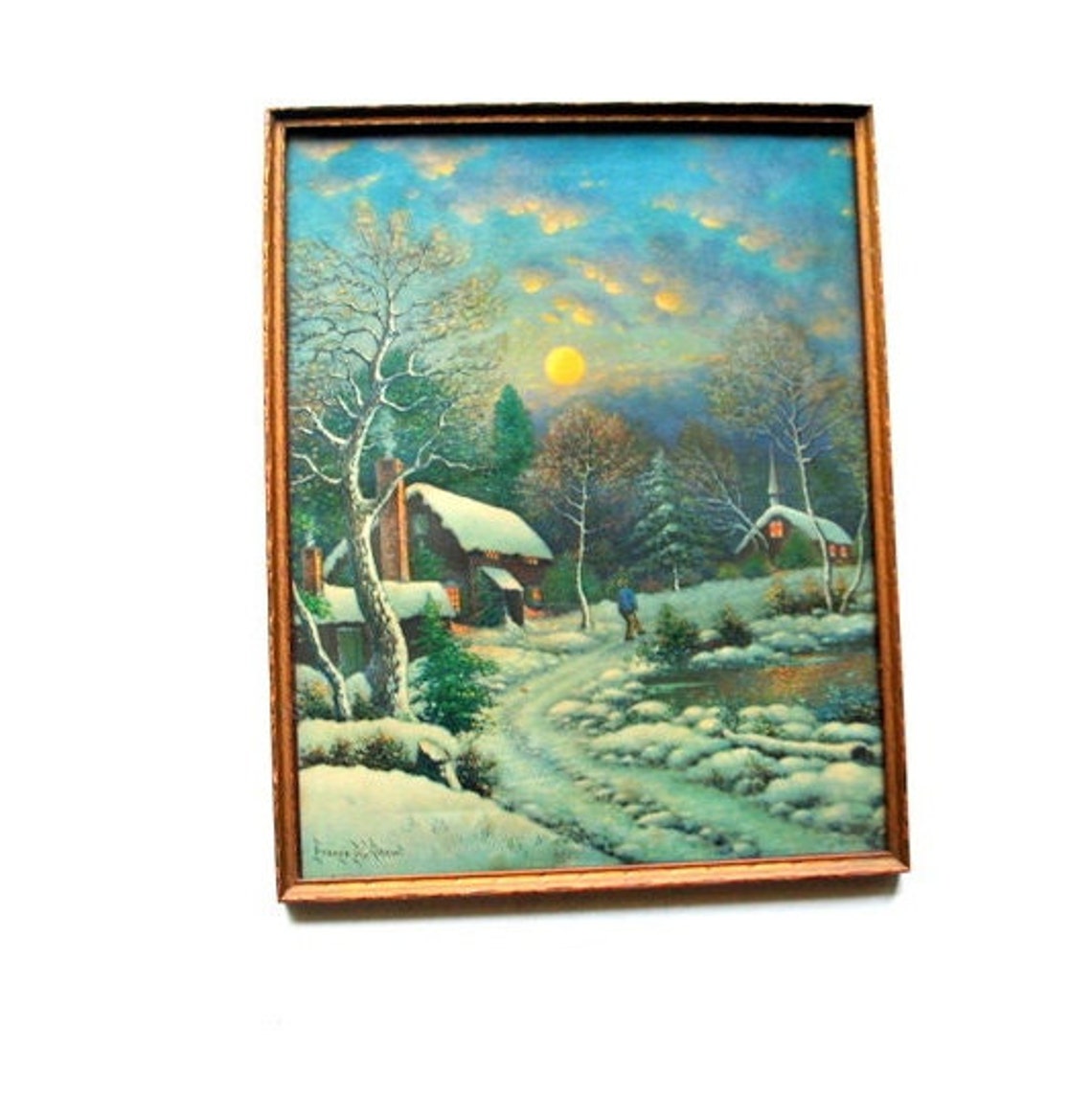 Beautiful Vintage 1941, Winter Landscape , Lithograph , Art Print by ...