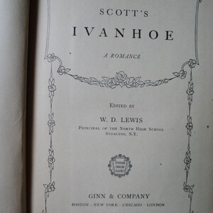 Antique 1906 , Standard English Classics Book "ivanhoe" by Scott. Ginn ...