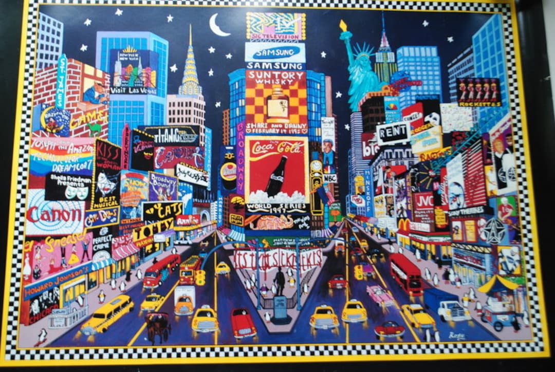 1998 Vintage, Famous Lithograph Art Print " New York Gliter" by Shari ...