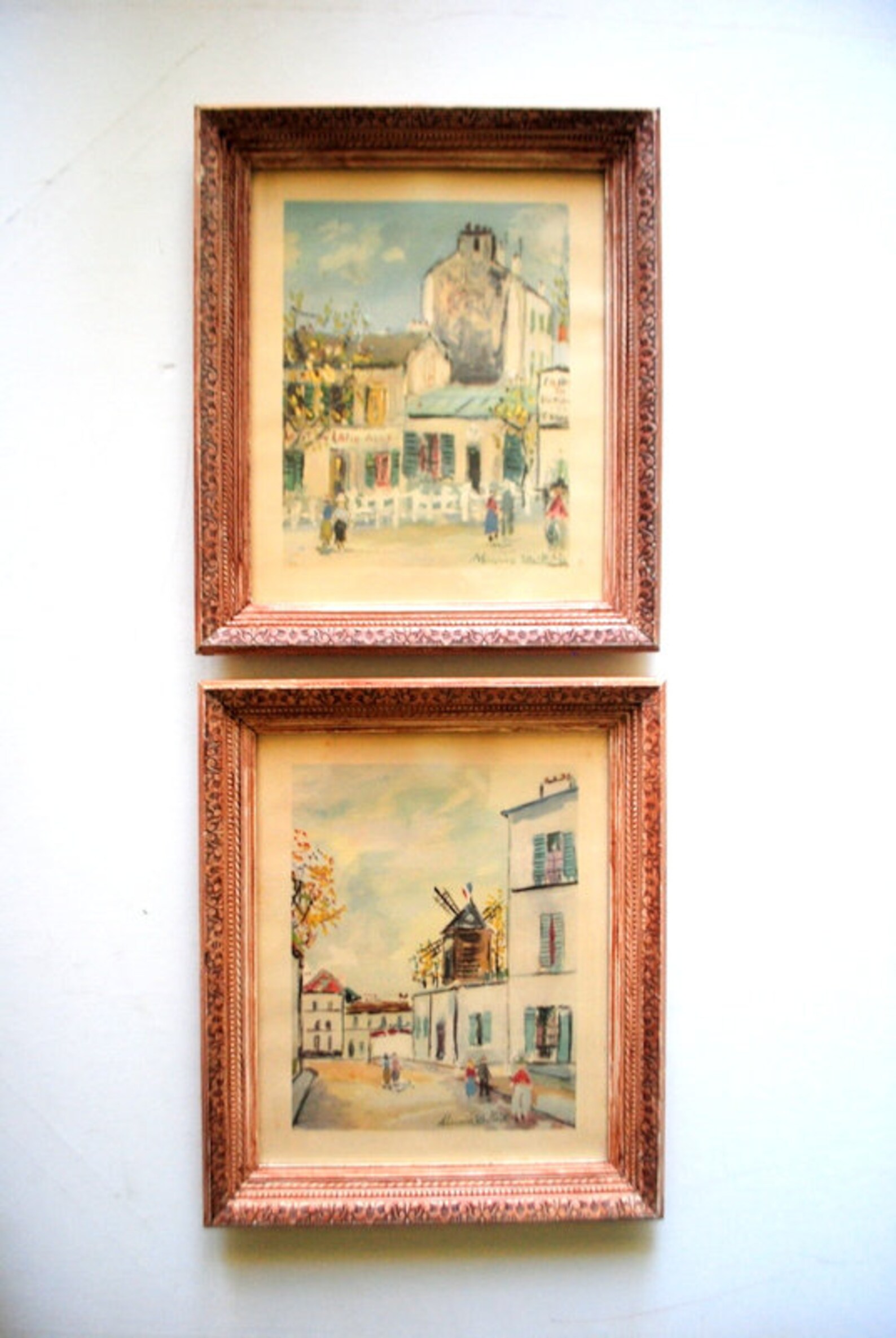 Lovely vintage 50s set of two original lithograph art | Etsy