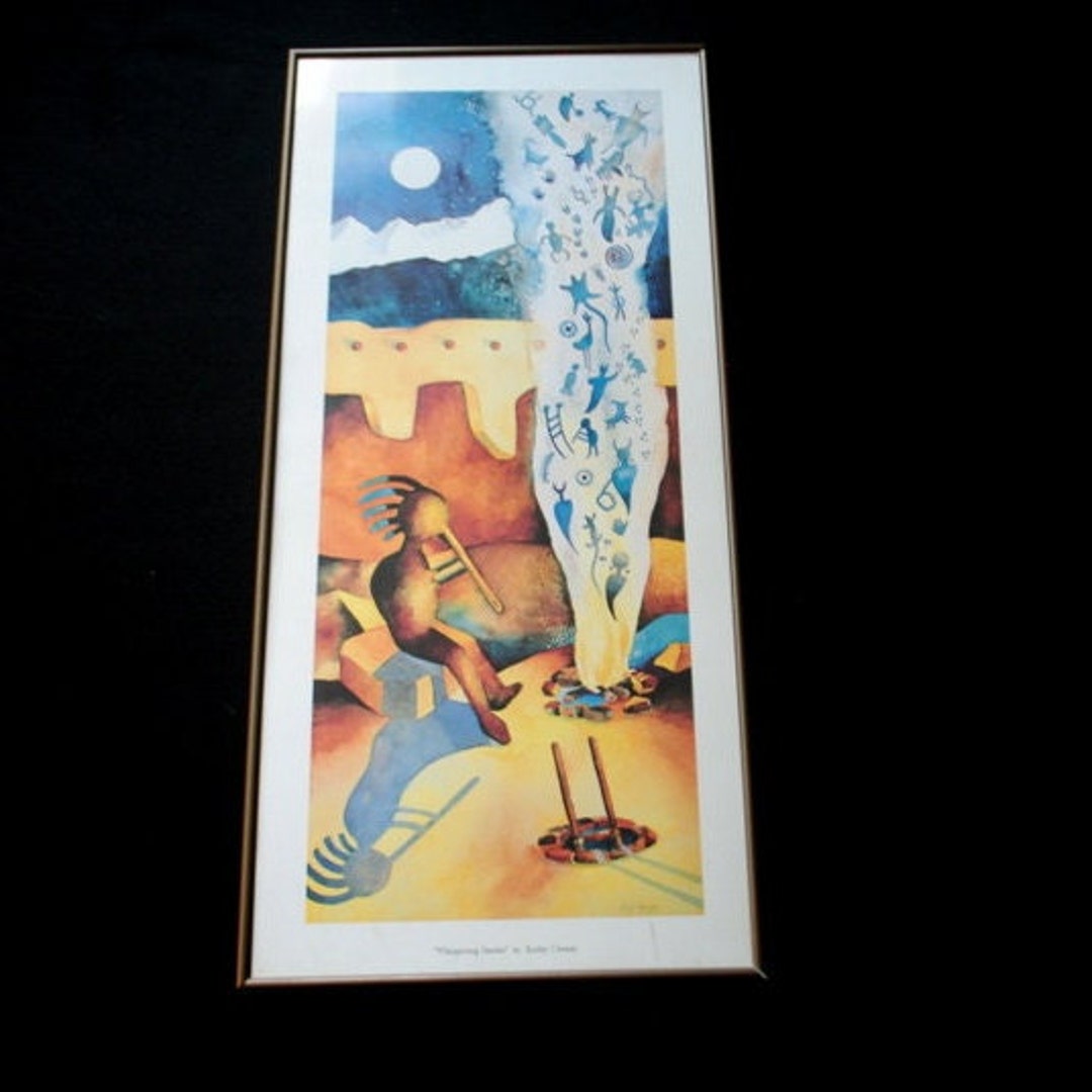 1995 Vintage , Native American Lithograph, Abstract Watercolor Art ...