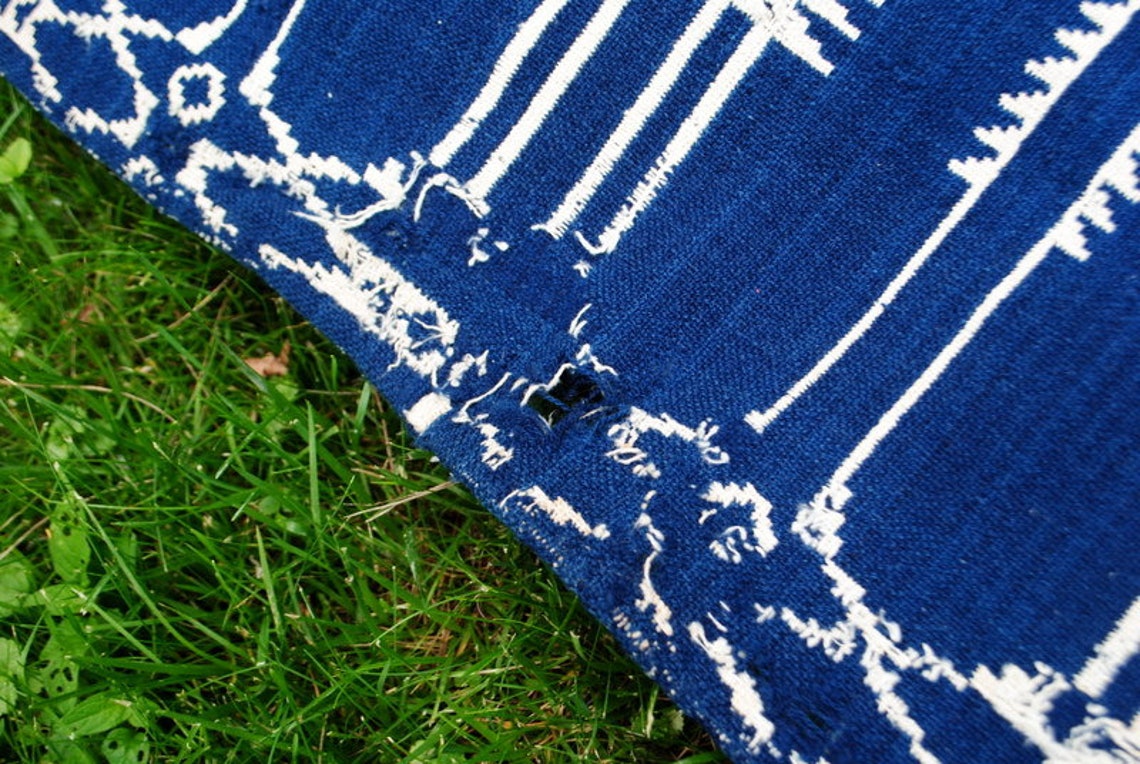 American Heirloom Vintage 1800 Navy Blue and White Hand | Etsy