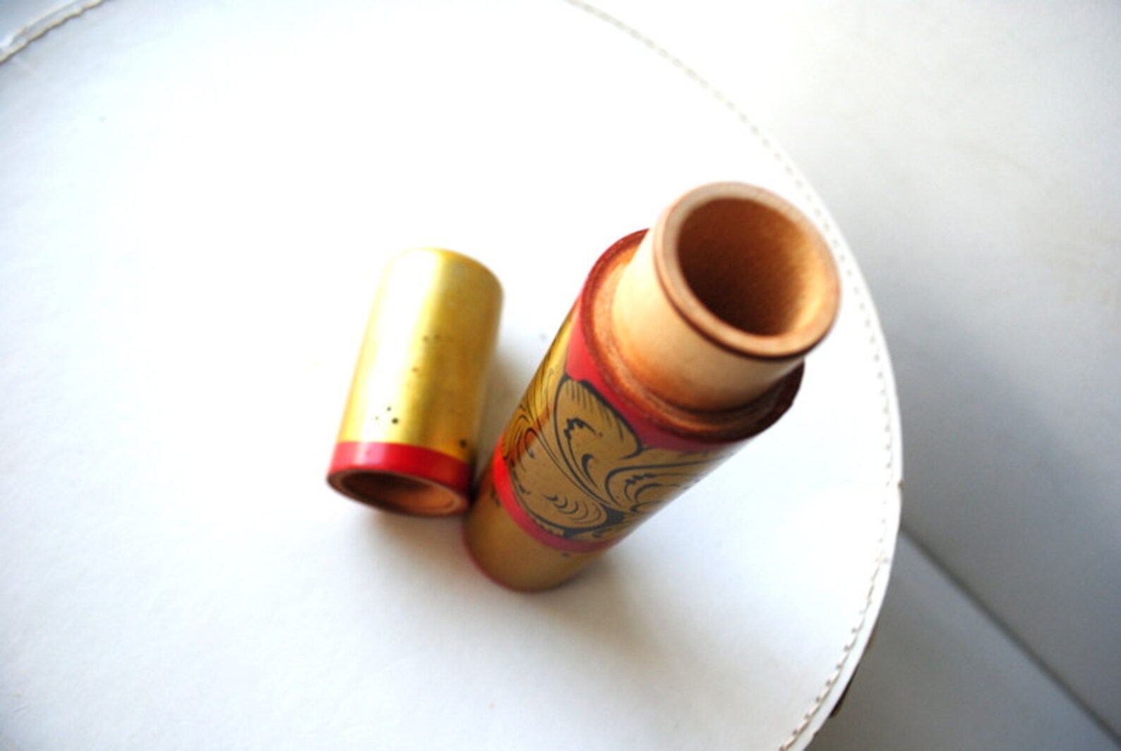 Russian Vintage 70s Wood Vertical Container-cylinder With Hand Painted ...