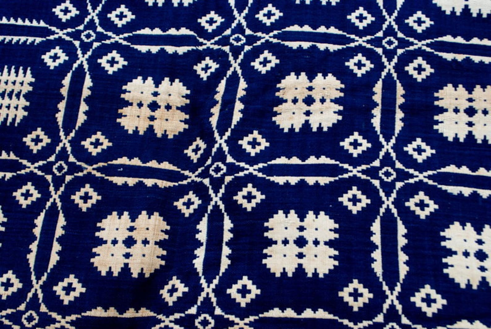 American Heirloom Vintage 1800 Navy Blue and White Hand | Etsy