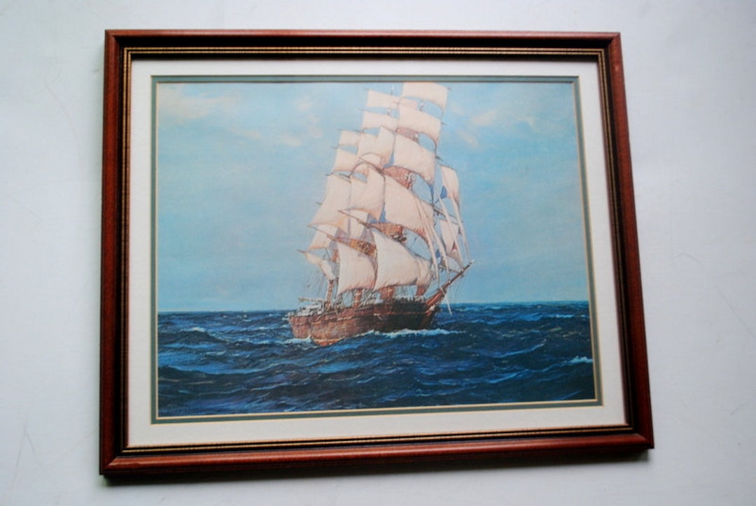 1970 Vintage , Nautical , Lithograph Art Print of the Sailing Ship ...
