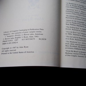 1987 Vintage , First, Book Club Edition Book " Vampires" by Alan Ryan ...