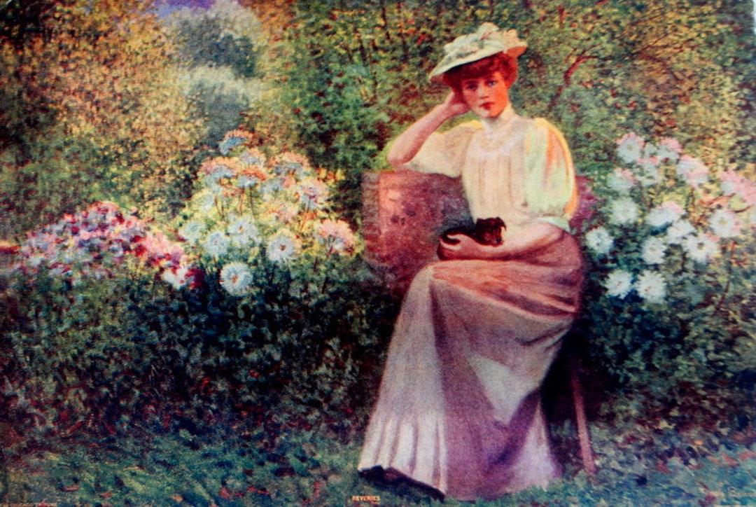 Rare Vintage 1907 Lithograph , Art Print " Reveries" by Jean Beauduin ...