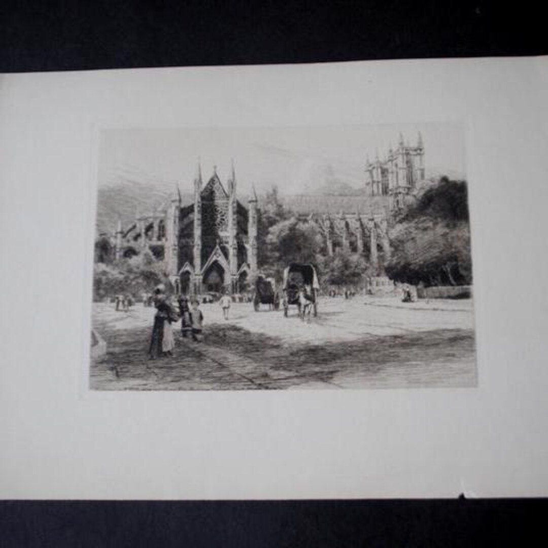 1926 Vintage , Lithograph, Etching " Grand Hotel Buildings, Trafalgar ...