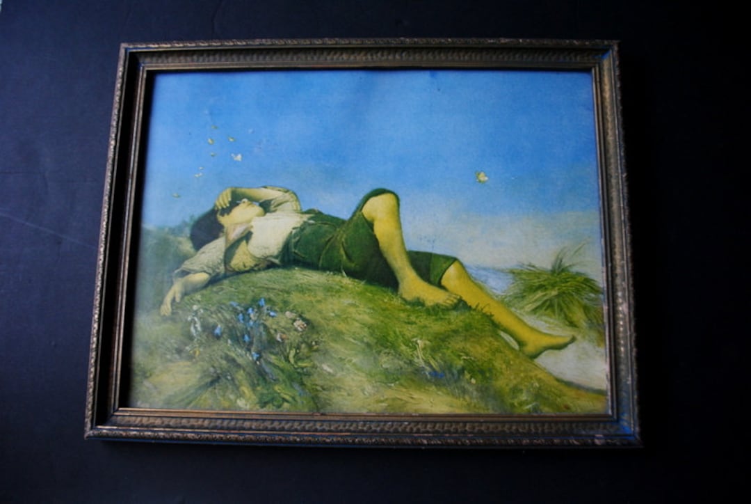 1920 Vintage , Famous Lithograph Art Print " the Shepherd Boy" ( 1860 ...
