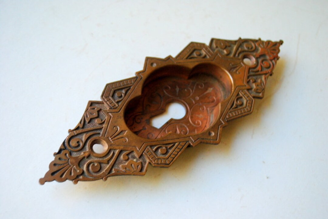 Art Deco 1920, Brass , Ornate , Escutcheon , Vertical Key Hole Cover ...
