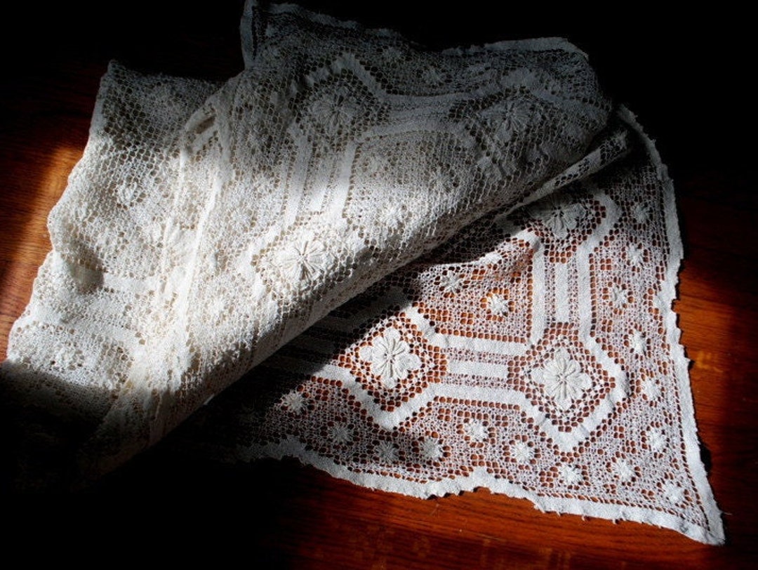 1920 Vintage Art Deco , off White Cotton, Crochet, Italian Mondano ...