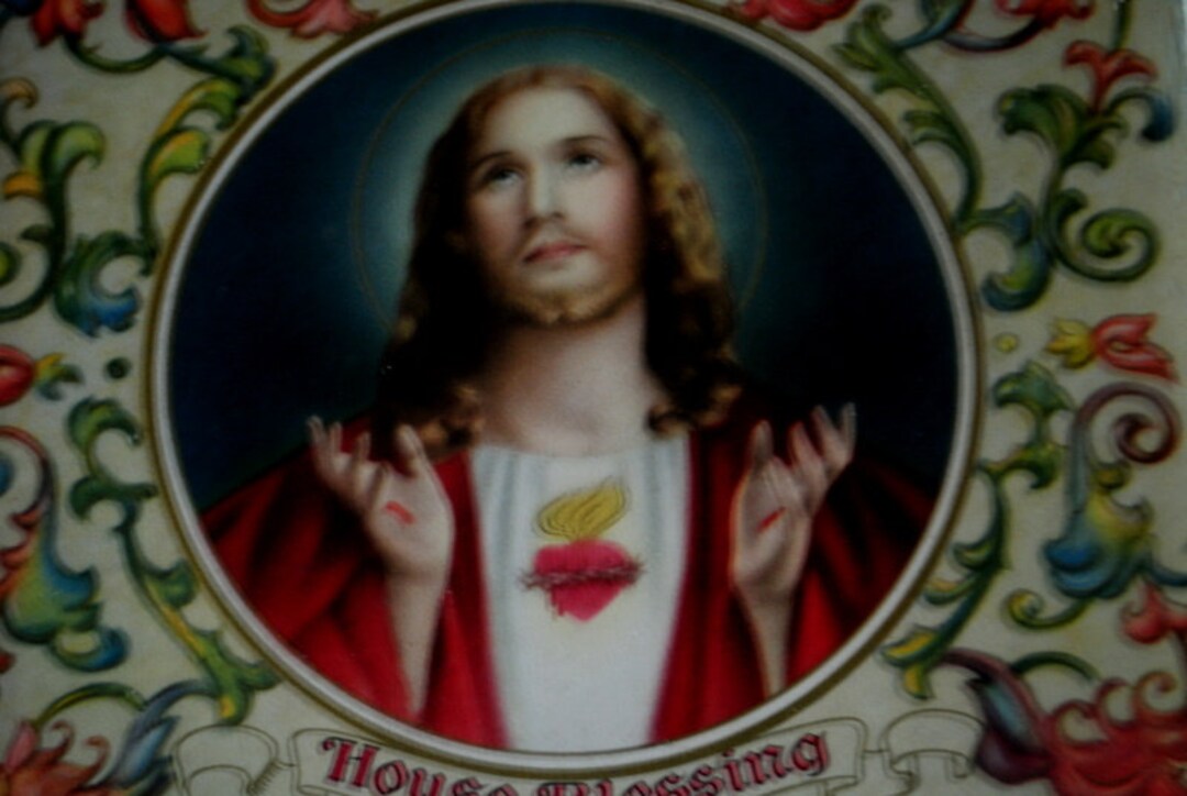 1930 Vintage , Original Lithograph, Religious , Motto Art Print " House ...