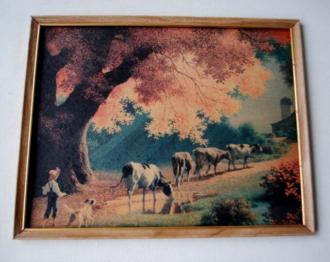 1960 Vintage , Rare Lithograph, Card Board , Nostalgic , Pastel ...