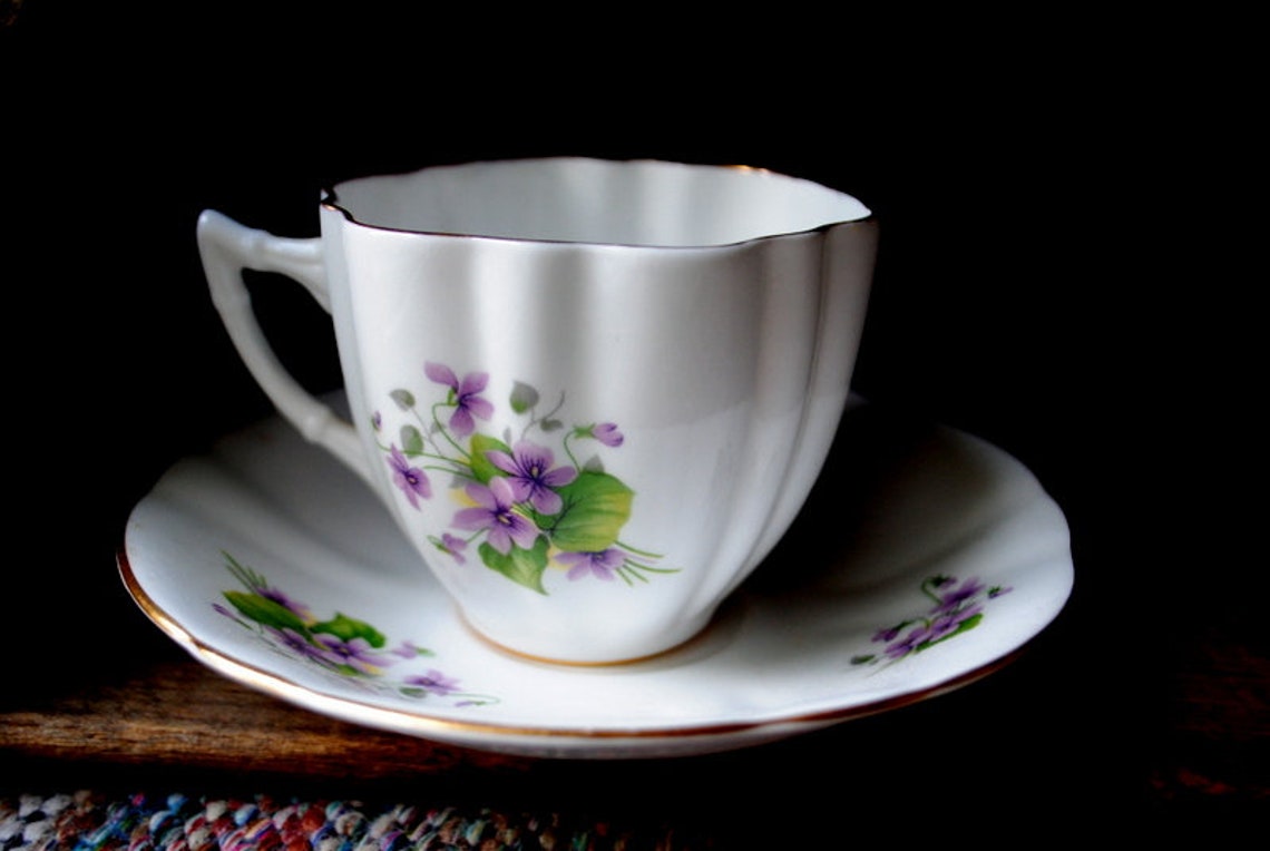 Delicate Vintage 50s White Fine Potcelain Ribbed Teacup - Etsy