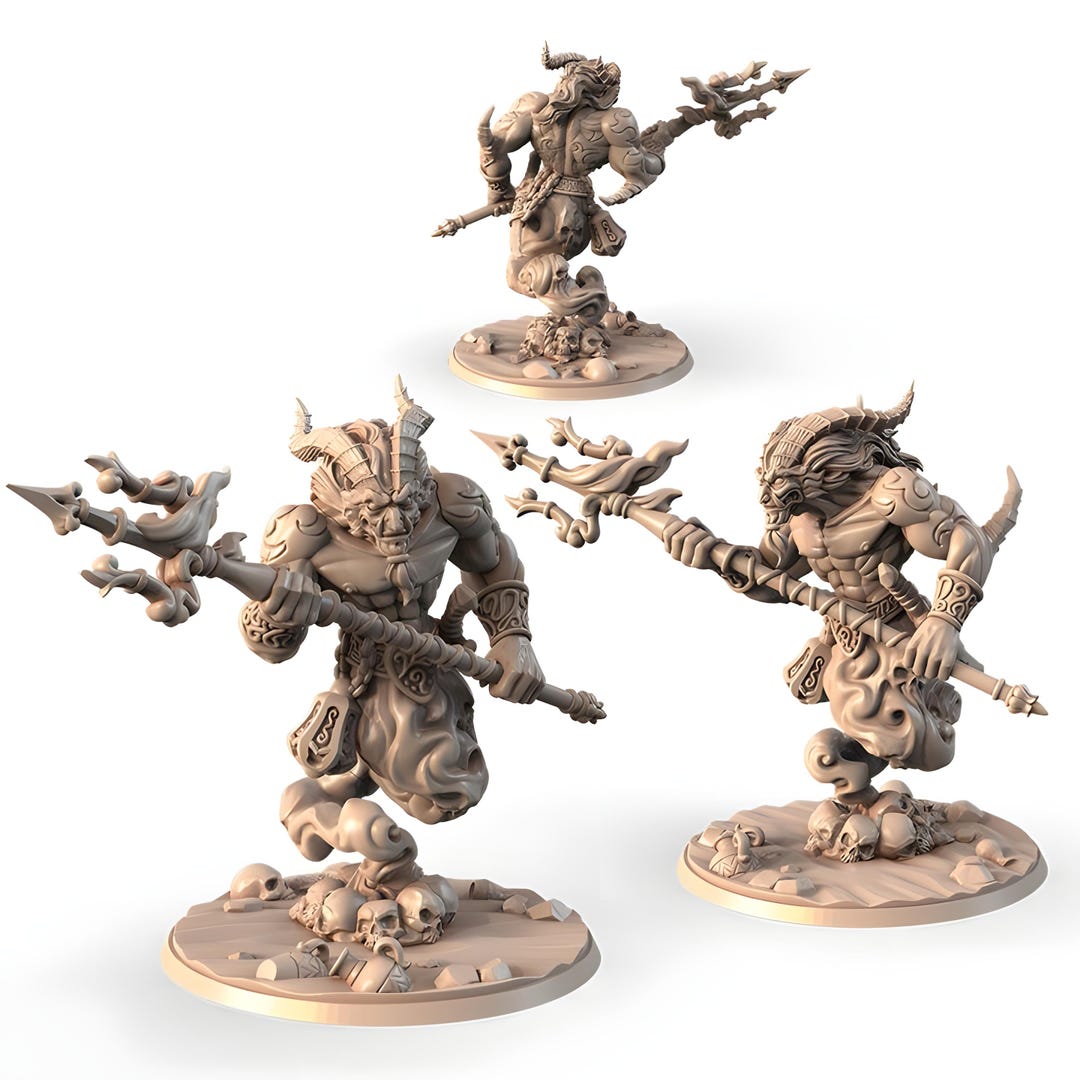 Nasif Ifrit With Trident | Fantasy Demon Warrior Model for Tabletop RPG ...