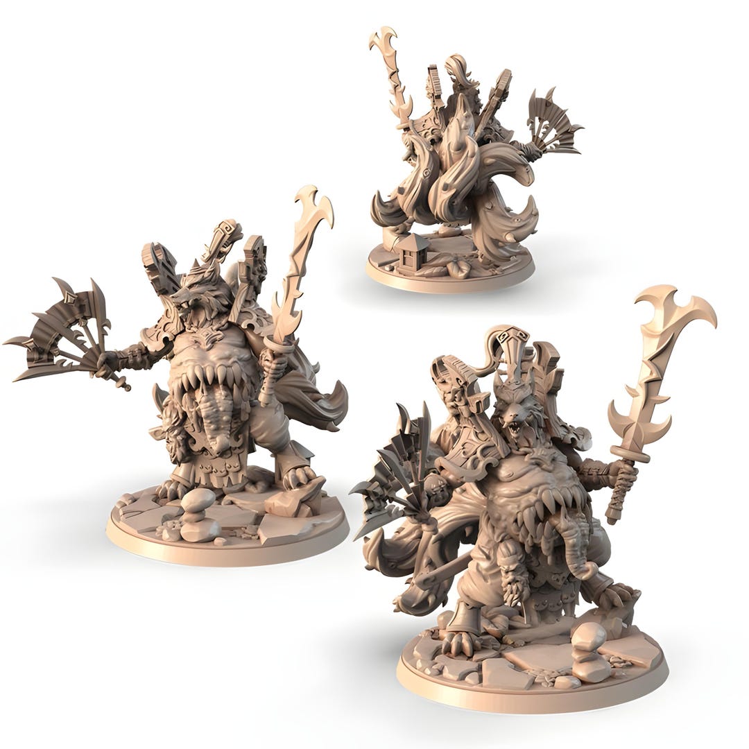 Nogitsune Yamabushi With Tessen | Fantasy Monster Warrior Miniature ...
