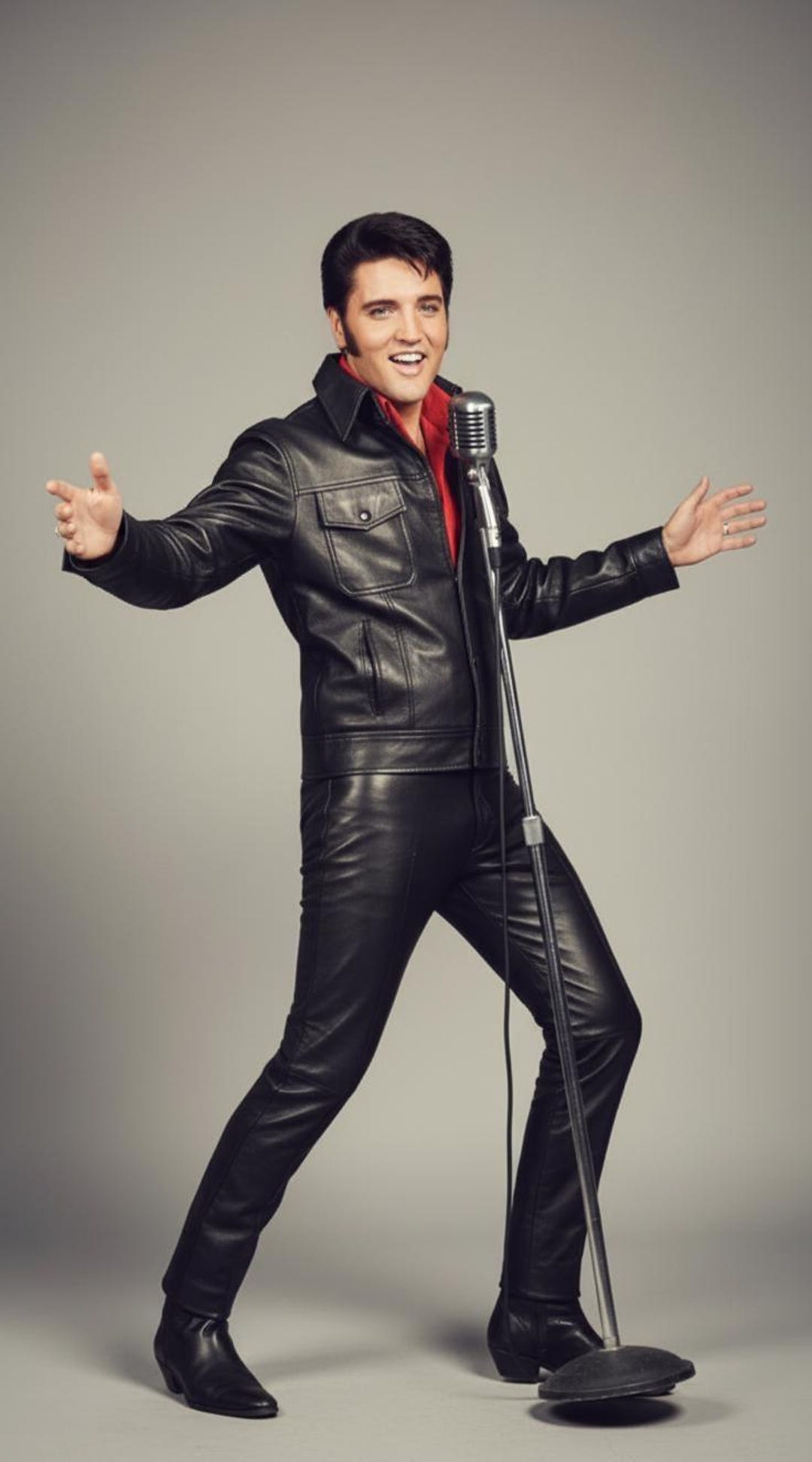 Black Leather Elvis Suit, 1968 Comeback Special Tribute Costume - Etsy ...