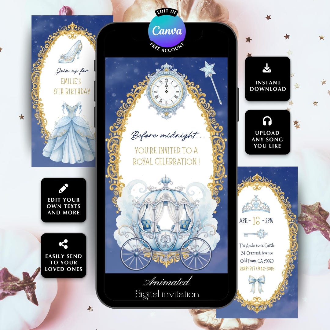 Cinderella Birthday Invitation : Princess Party, Fairytale Theme ...