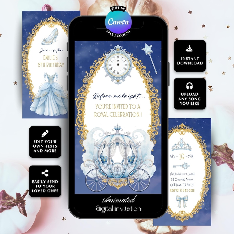 Cinderella Birthday Invitation : Princess Party, Fairytale Theme ...