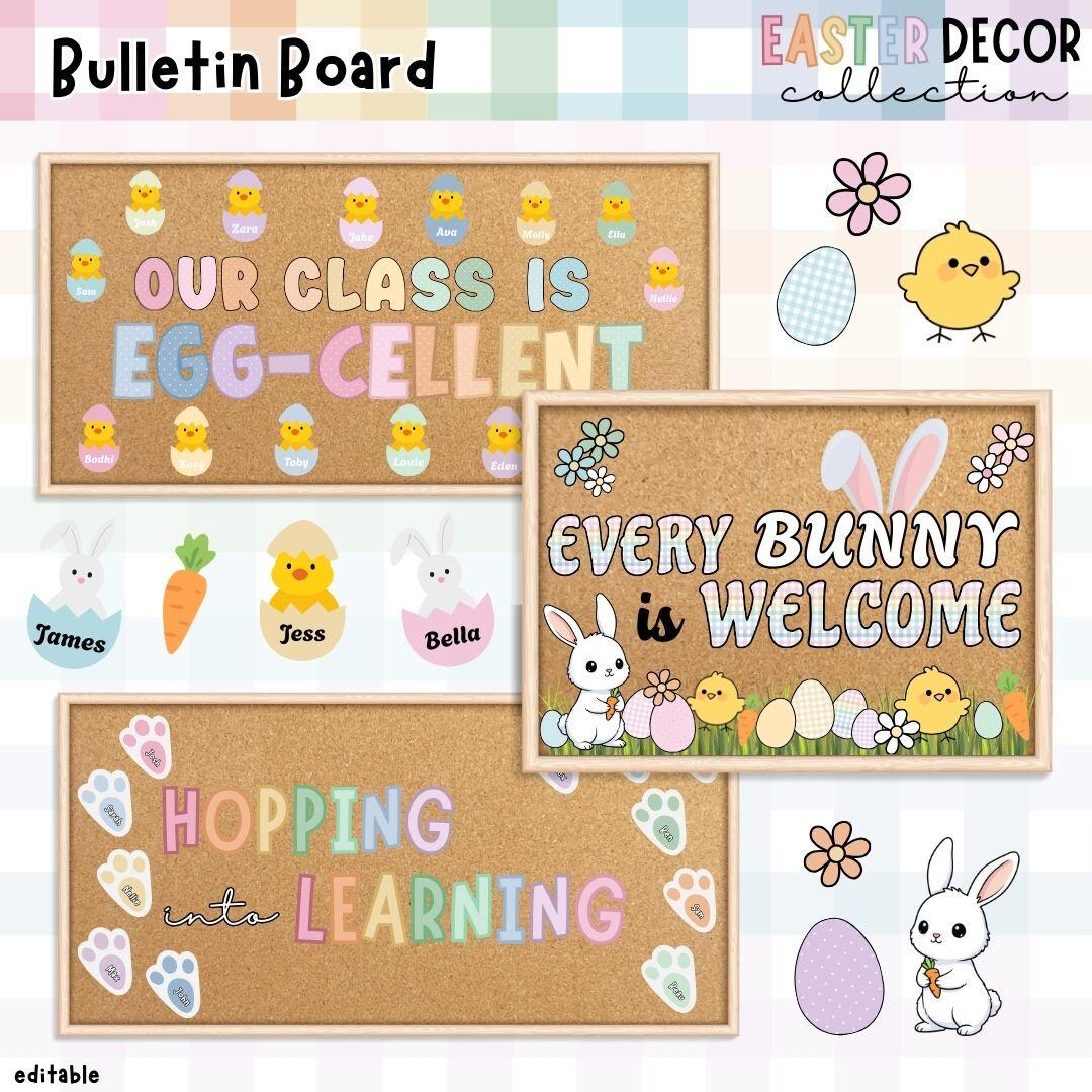 Easter Bulletin Board Kit Classroom Decor (editable Canva) - Etsy