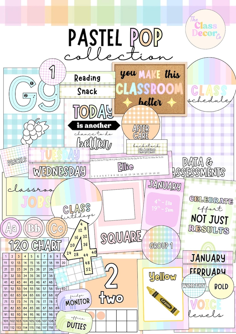 Pastel Classroom Decor Bundle, Bright & Cheerful (editable Canva) - Etsy
