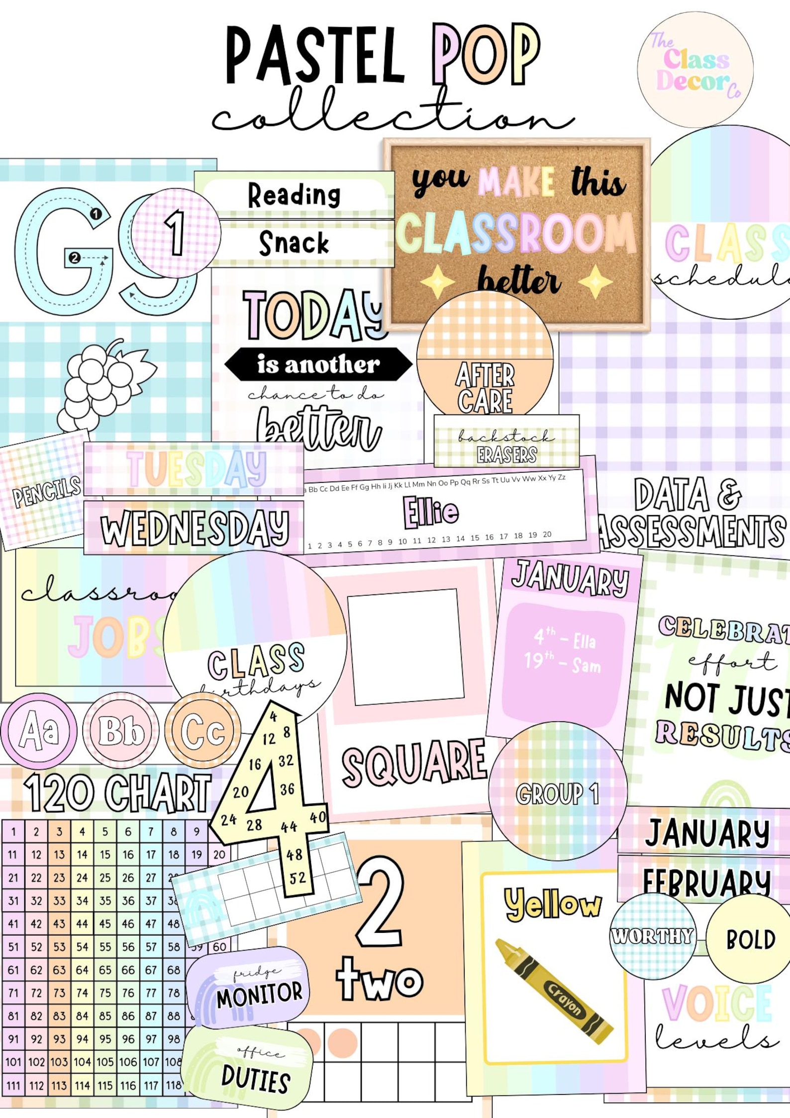 Pastel Classroom Decor Bundle, Bright & Cheerful (editable Canva) - Etsy