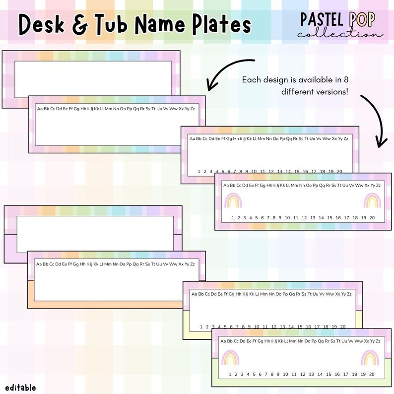 Classroom Name Tags: Pastel Pop Designs - Editable & Printable - Etsy