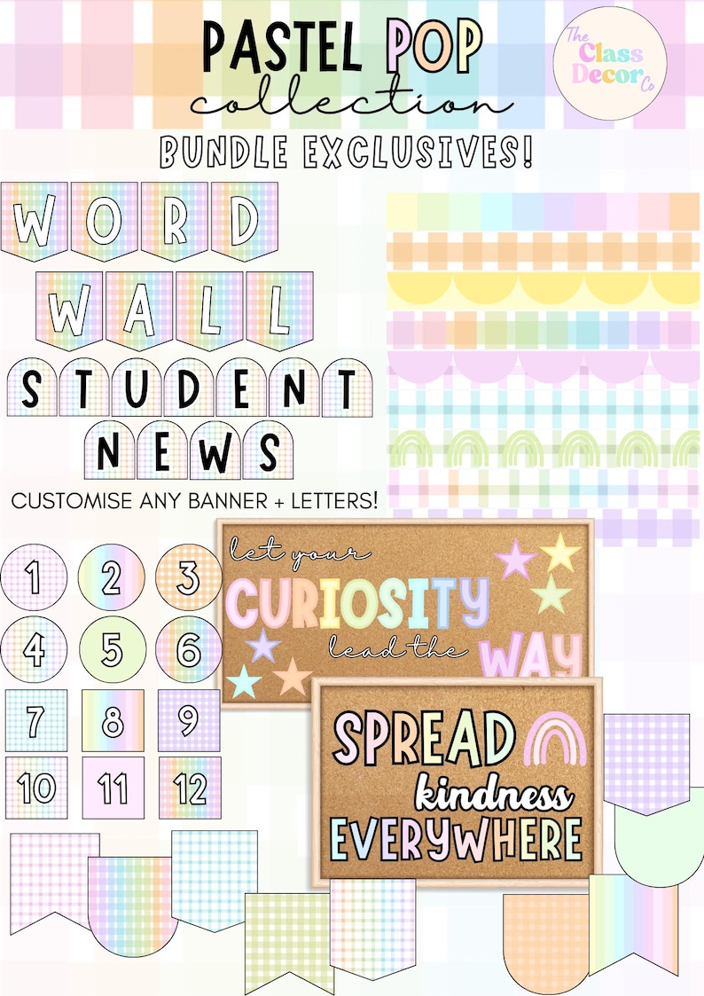 Pastel Classroom Decor Bundle, Bright & Cheerful (editable Canva) - Etsy