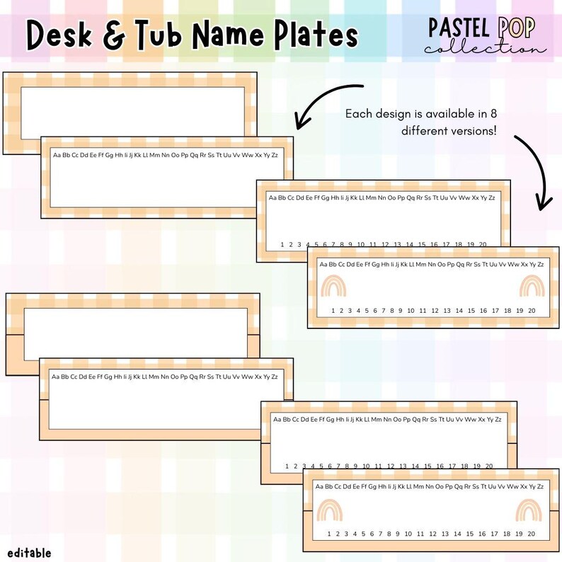 Classroom Name Tags: Pastel Pop Designs - Editable & Printable - Etsy