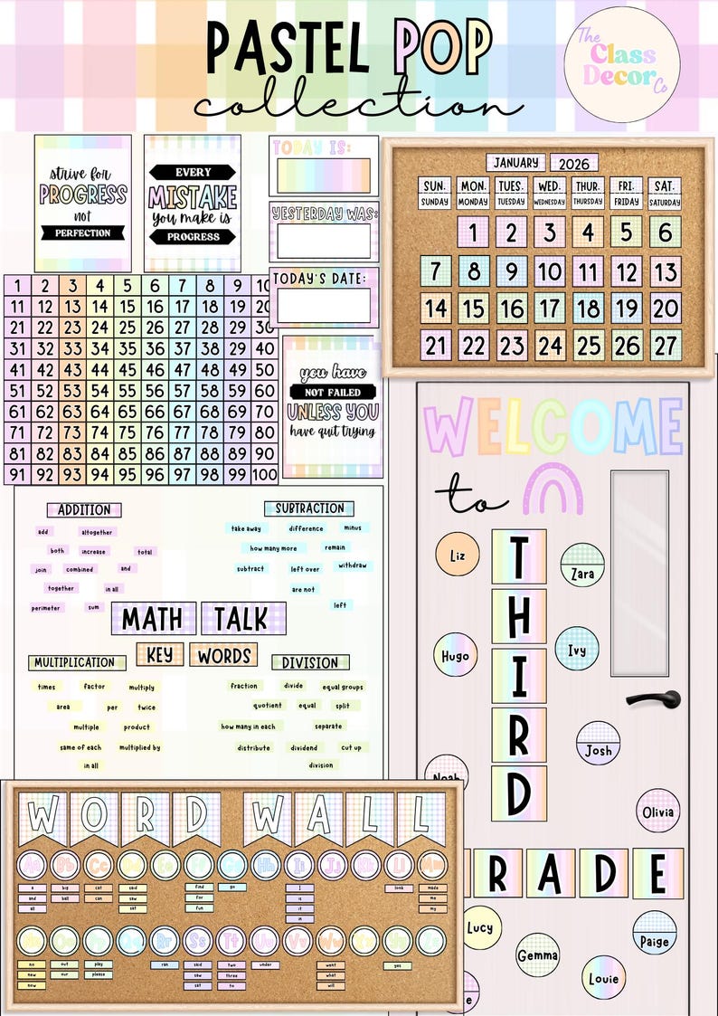 Pastel Classroom Decor Bundle, Bright & Cheerful (editable Canva) - Etsy
