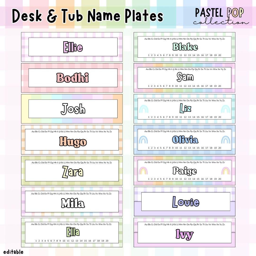 Classroom Name Tags: Pastel Pop Designs - Editable & Printable - Etsy