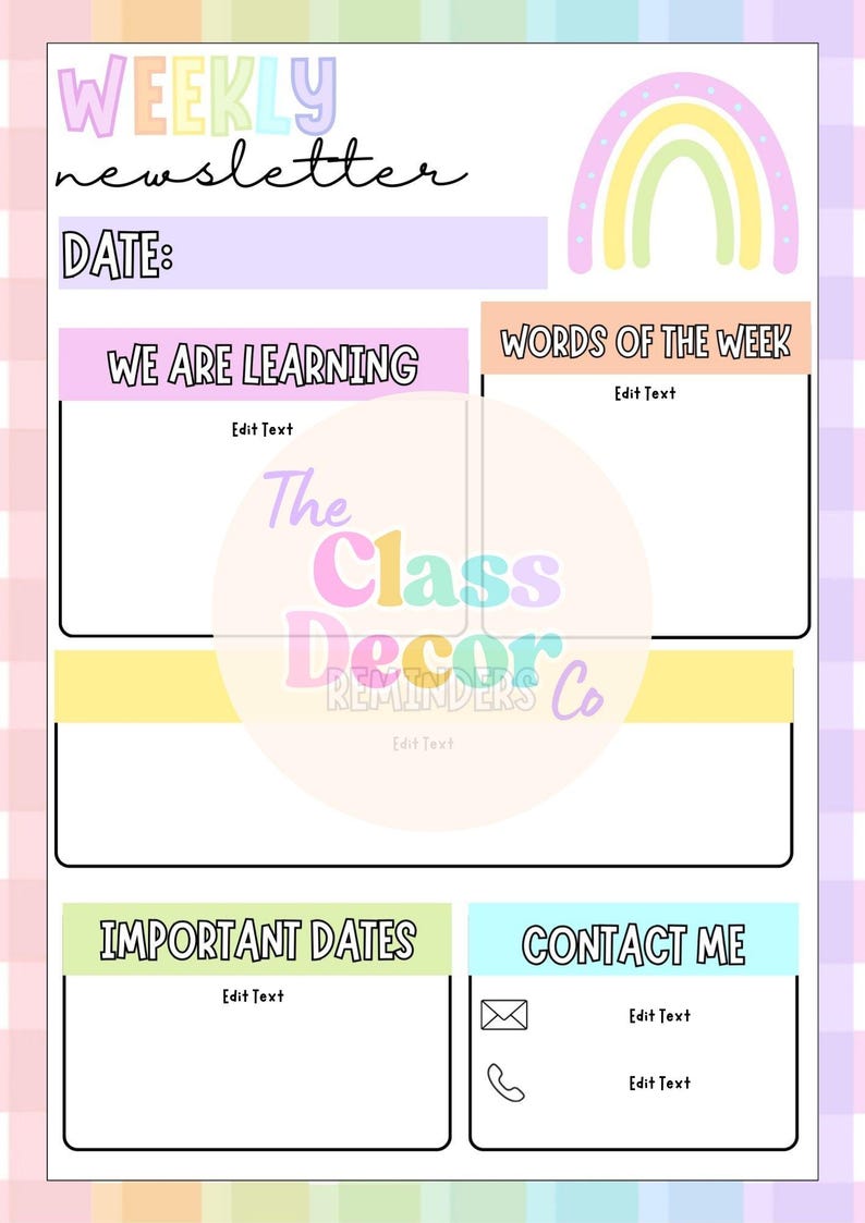 Classroom Newsletters: Pastel Pop Designs - Editable Canva Templates ...
