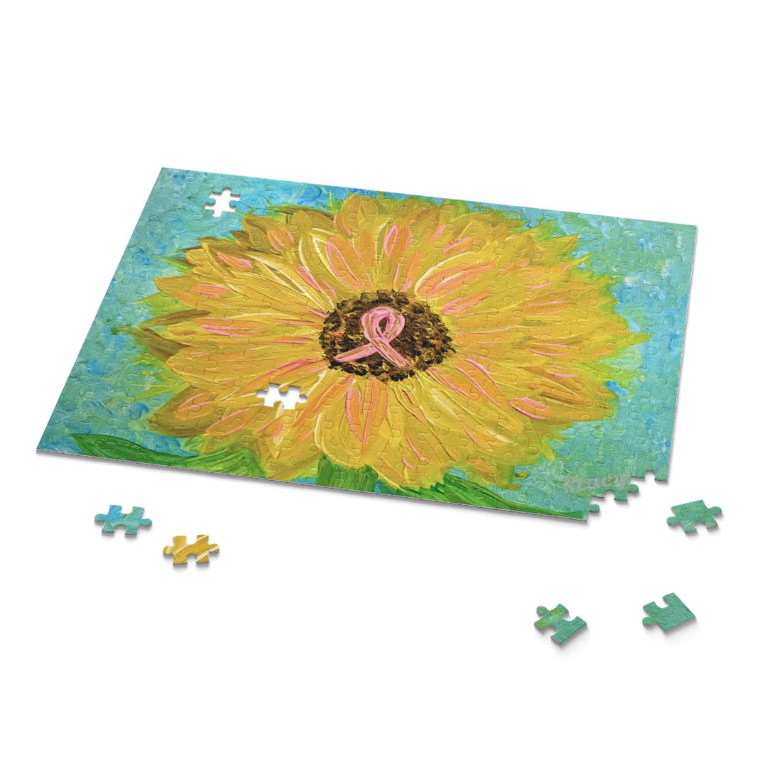 Pink Ribbon Sunflower Impression Puzzle -252, -piece, Vibrant ...
