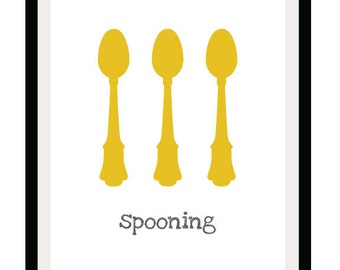 Spooning 8x10 Print Digital Illustration Poster Kitchen | Etsy
