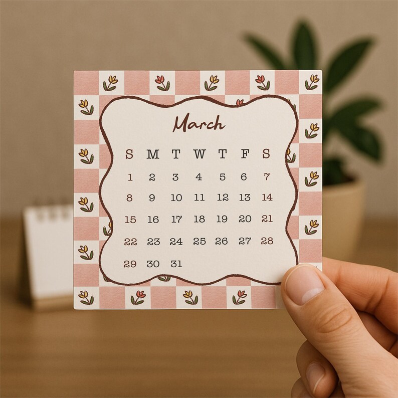 2026 Mini Calendar Printable, Desk Decor (PDF & JPEG) - Etsy