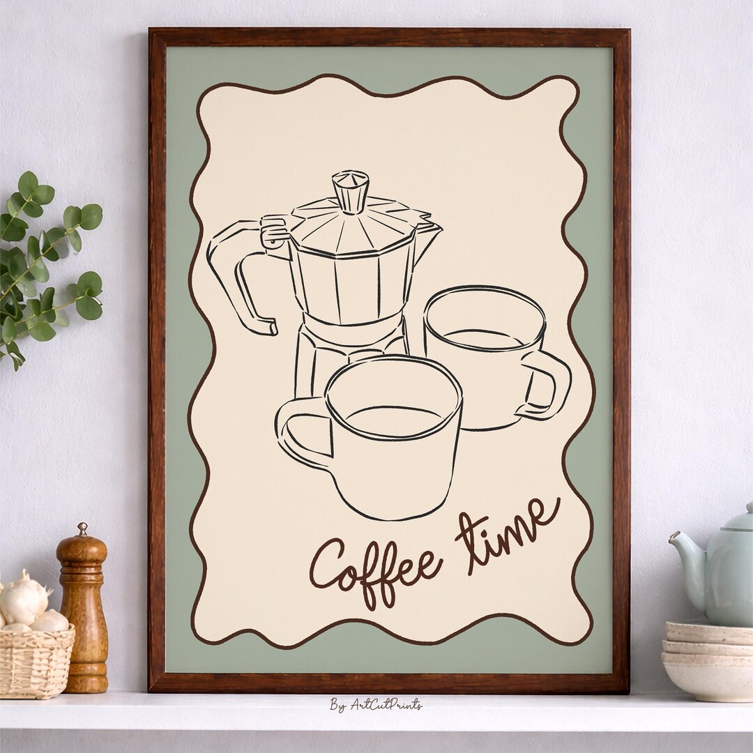 Kitchen Cafe Coffee Corner Printable Wall Art Cozy Illustrated Decor ...