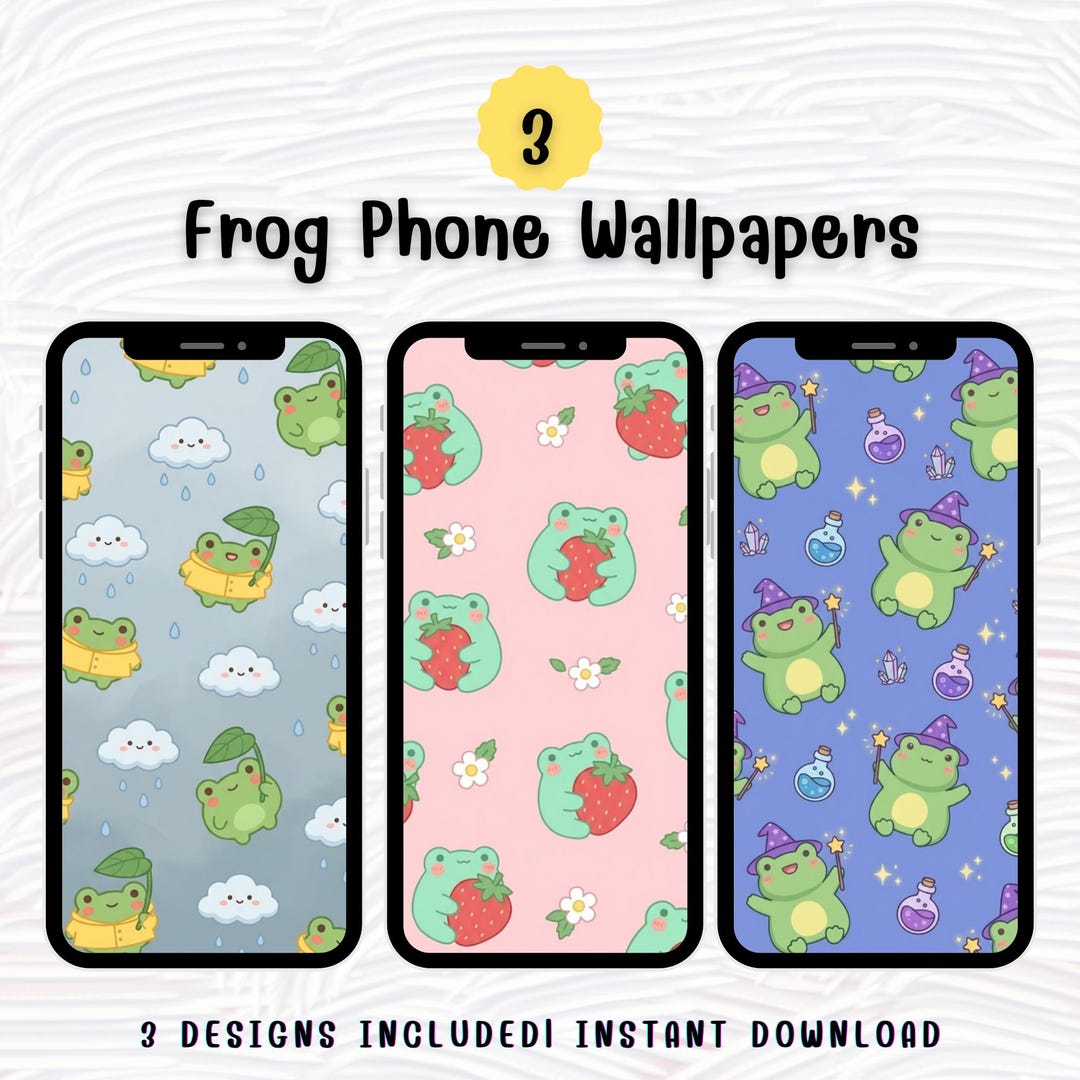 Frog Phone Wallpaper Set | Cozy Fantasy Wallpapers | Whimsical Digital ...