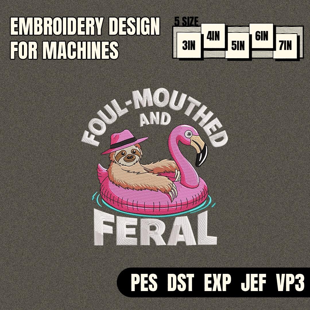 Foul Mouthed and Feral Embroidery Design – Funny Animal Machine Stitch ...