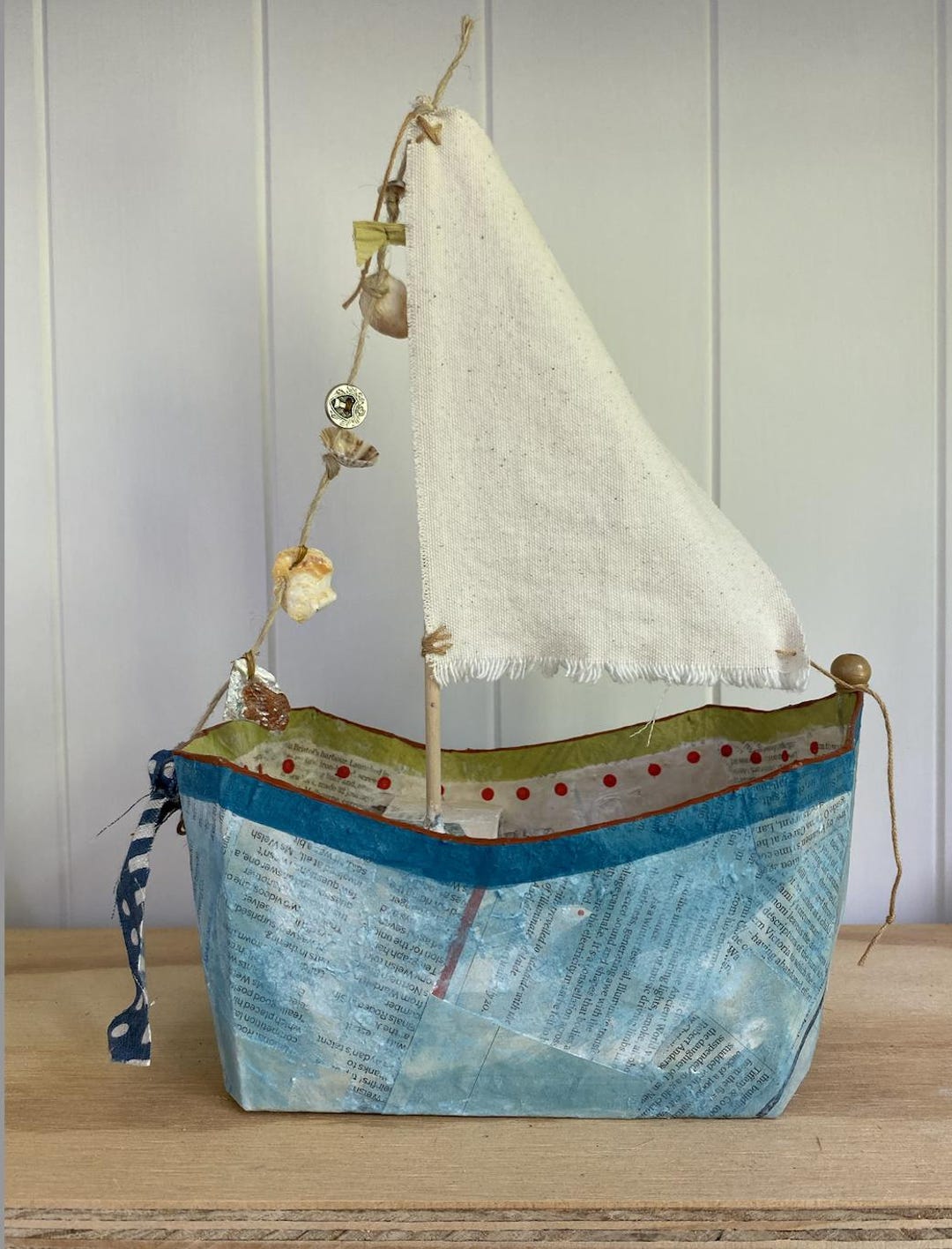 Cardiff Made to Order Paper Boat: Beautiful Hand Painted Blue Paper ...