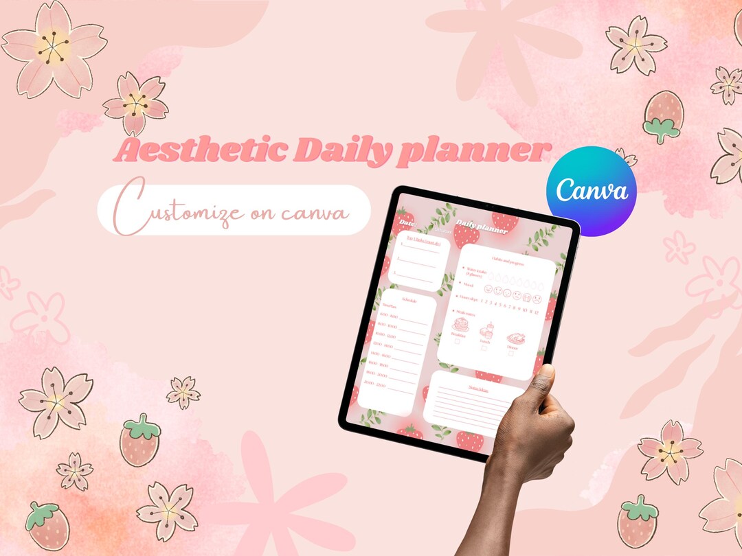 Printable Aesthetic Strawberry Daily Planner: Simple, Customizable ...