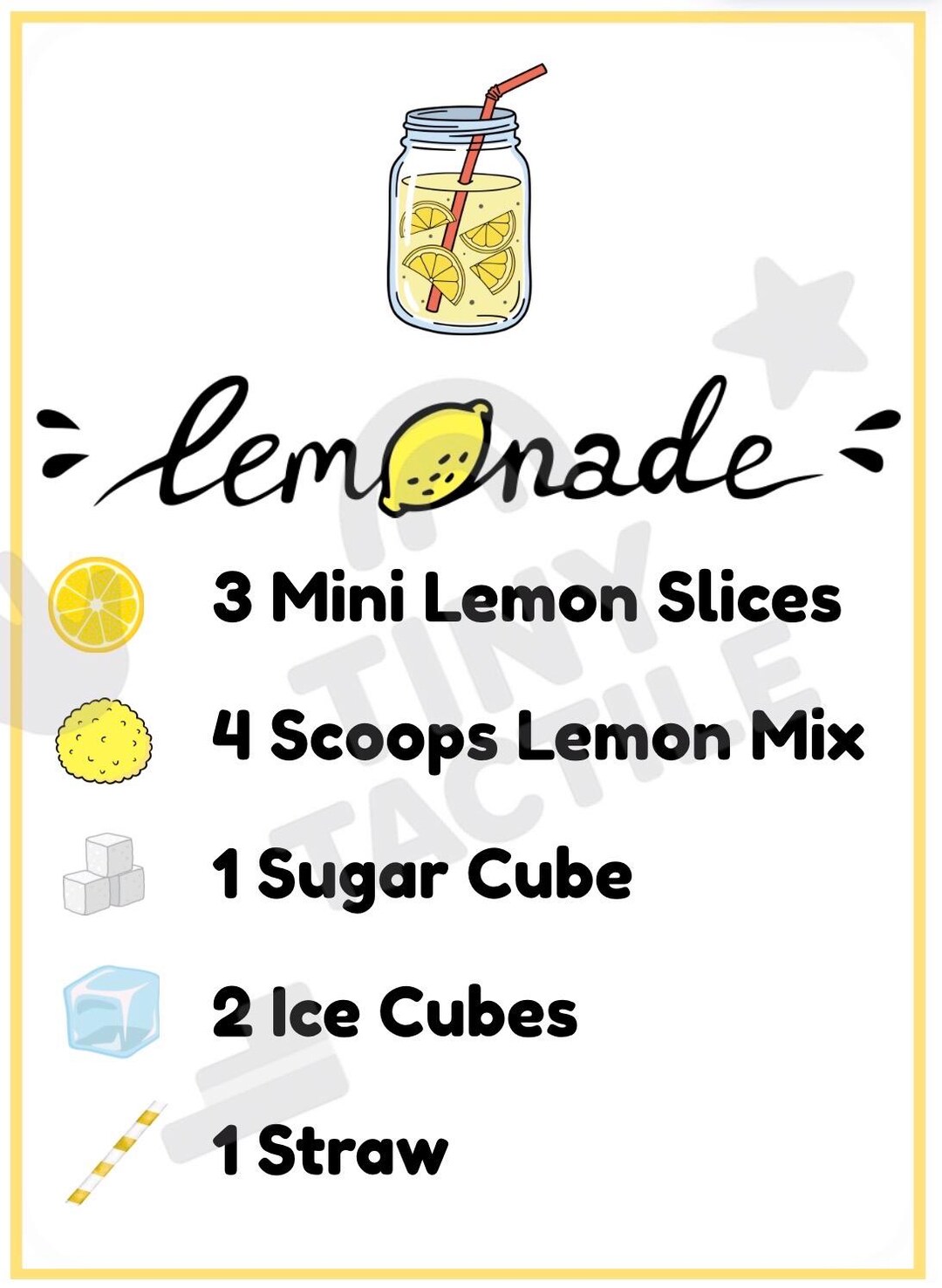 Lemonade Recipe Cards – Sensory Bin Pretend Play (digital Download, Set ...