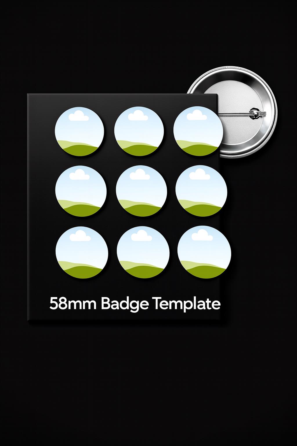 58mm Badge Pin Template • Editable Canva Design (digital Download) - Etsy