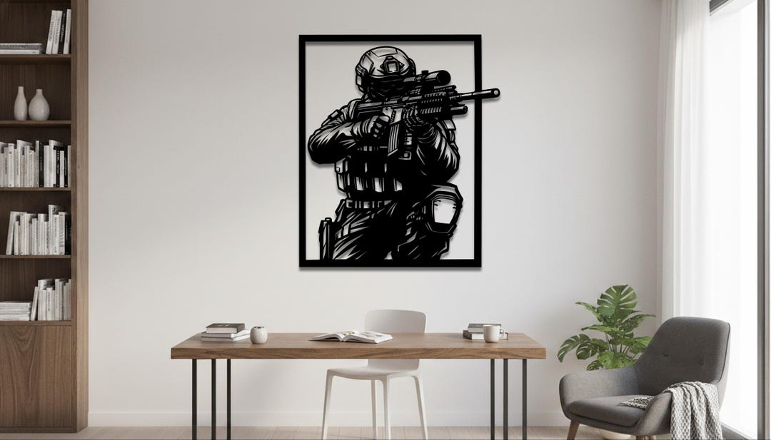 Tactical Soldier Metal Wall Art, Military Decor, Veteran Gift - Etsy
