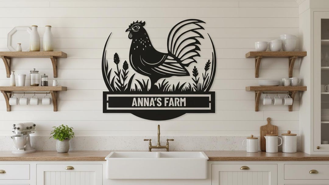 Custom Chicken Farm Sign,personalized Rooster Farm Wall Art,rural ...