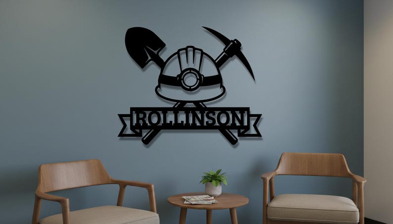 Personalized Miner Metal Wall Art, Custom Last Name Sign, Hard Hat ...