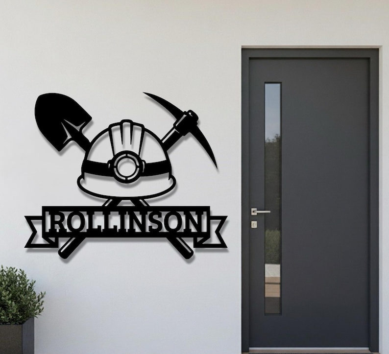 Personalized Miner Metal Wall Art, Custom Last Name Sign, Hard Hat ...