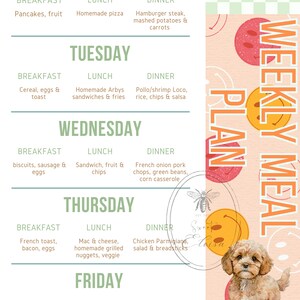 Five Day Retro Meal Planning Template Bundle Digital Download - Etsy