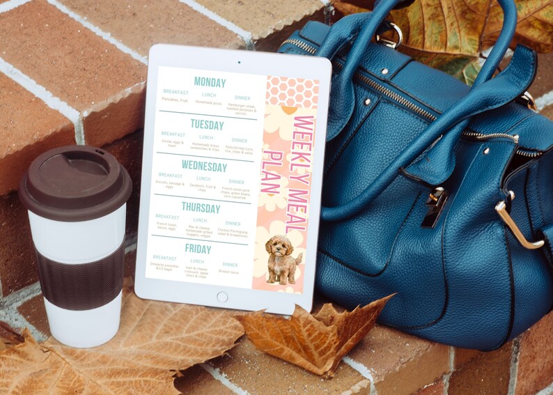 Five Day Retro Meal Planning Template Bundle Digital Download - Etsy