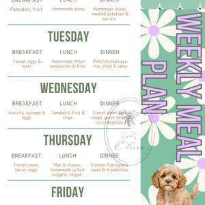 Five Day Retro Meal Planning Template Bundle Digital Download - Etsy